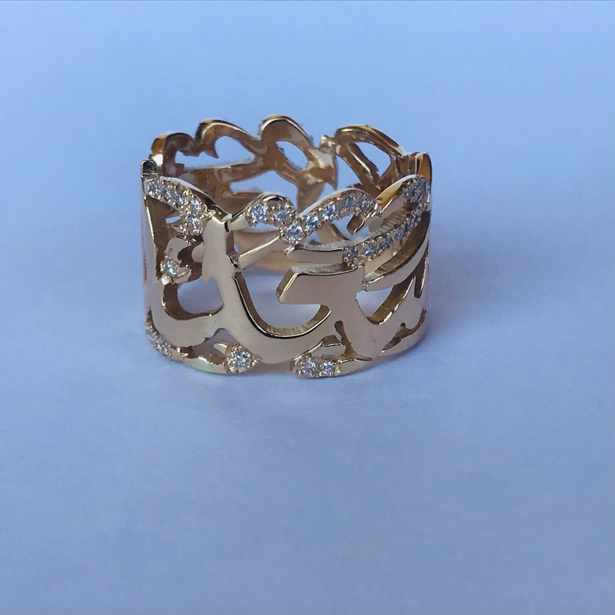 Arabic Calligraphy Ring Diamonds on Diacritic Dots – Atamant Jewelry